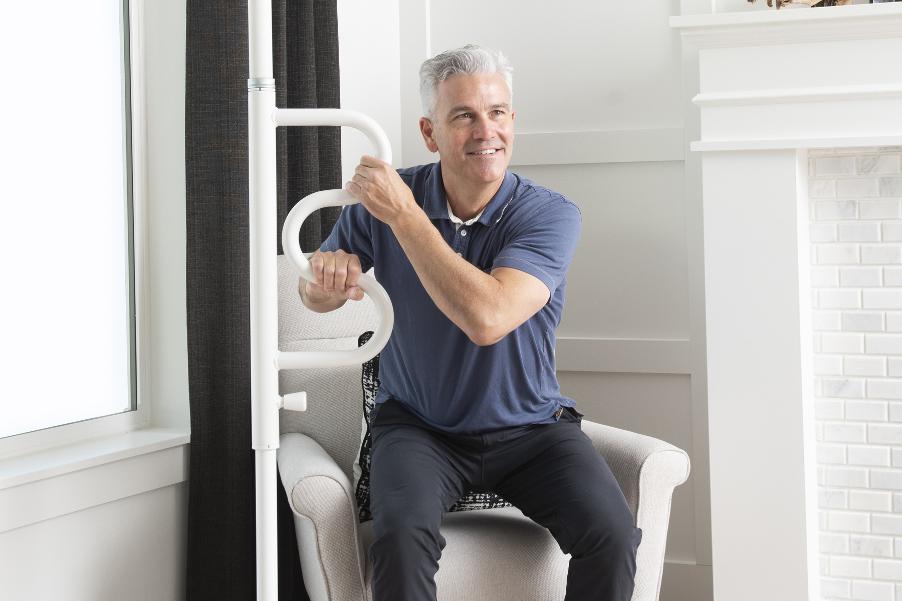 Stander Security Pole with Curve Grab Bar | Freedom Mobility Solutions